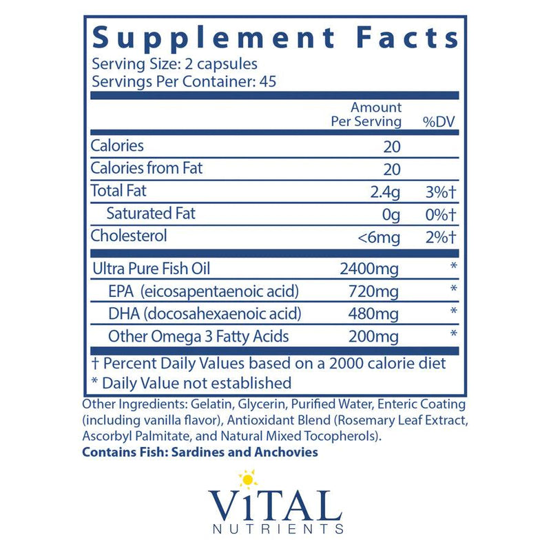 Ultra Pure® Fish Oil 700 Enteric Triglyceride Form - Vital Nutrients ...
